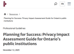 New Ontario Privacy Impact Assessment Guideline – FOI Assist Knowledge Base